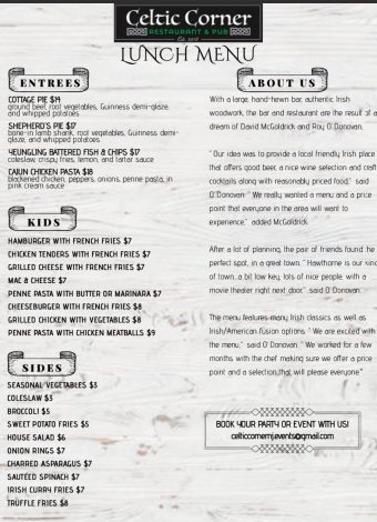 Menu – Celtic Corner